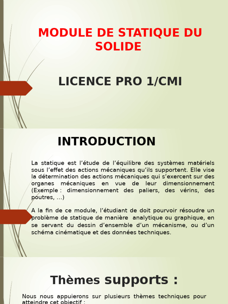 Module de Statique | PDF | Frein | Mécanique newtonienne