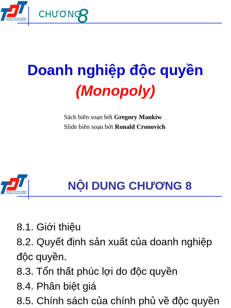 Kinh Tế Vi Mô-Chuong 8 - Thi Truong Doc Quyen | PDF