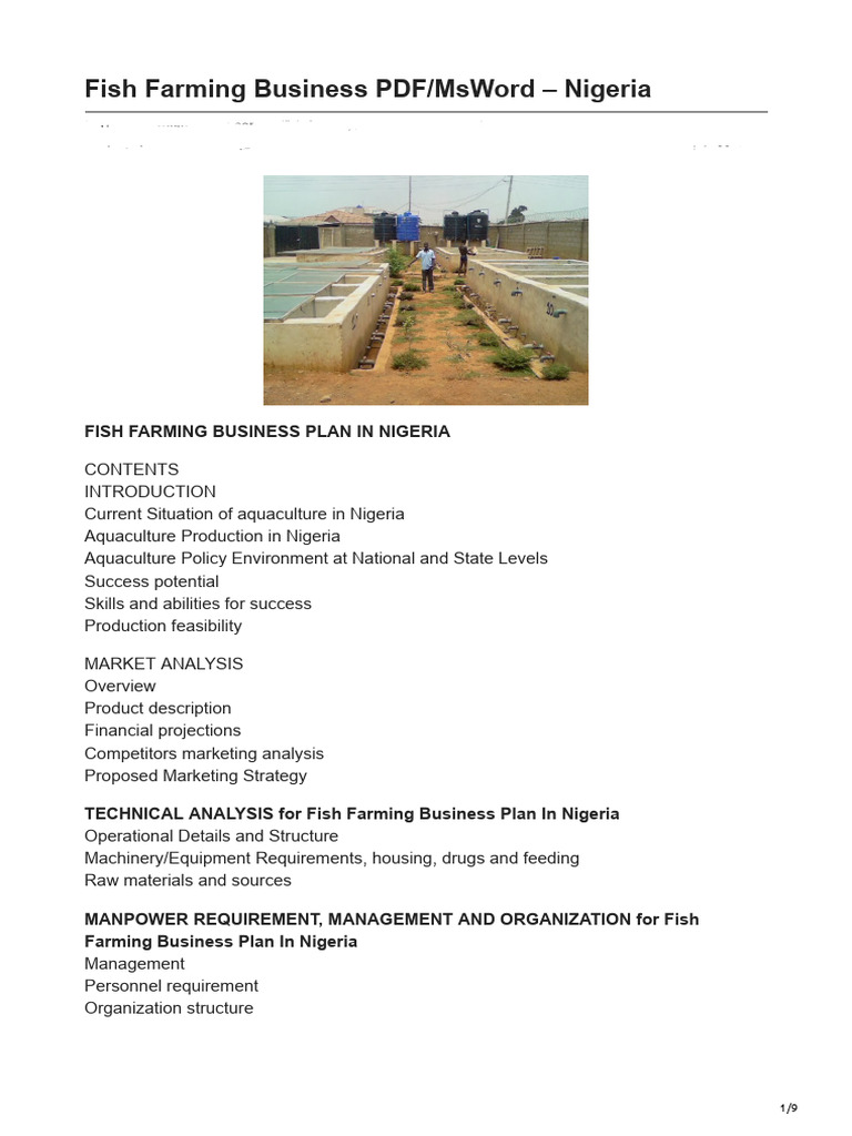 Fish Farming Business Plan in Nigeria | PDF | Aquaculture | Agriculture
