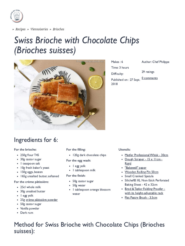 Swiss Brioche with Chocolate Chips (Brioches suisses) - Our recipe with photos - Meilleur du ...