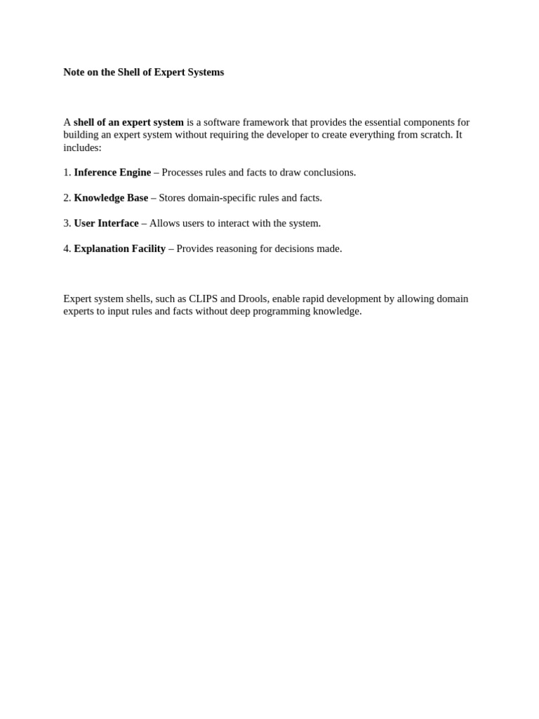 Note On The Shell of Expert Systems | PDF