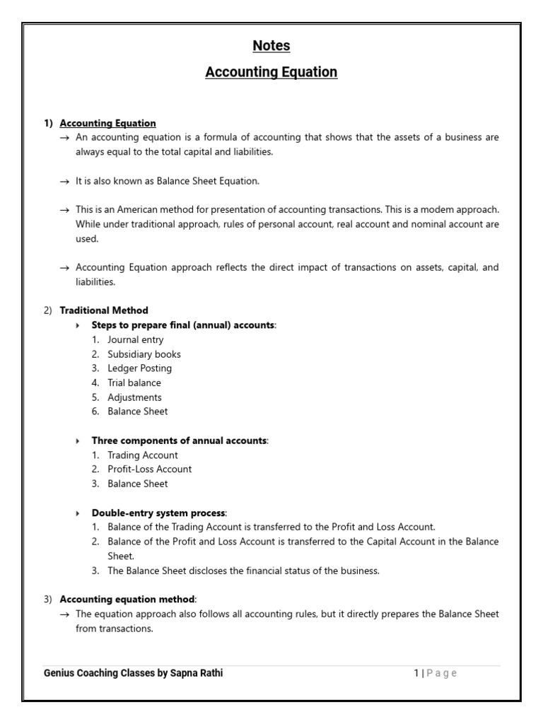 Accounting Equation | PDF | Debits And Credits | Expense