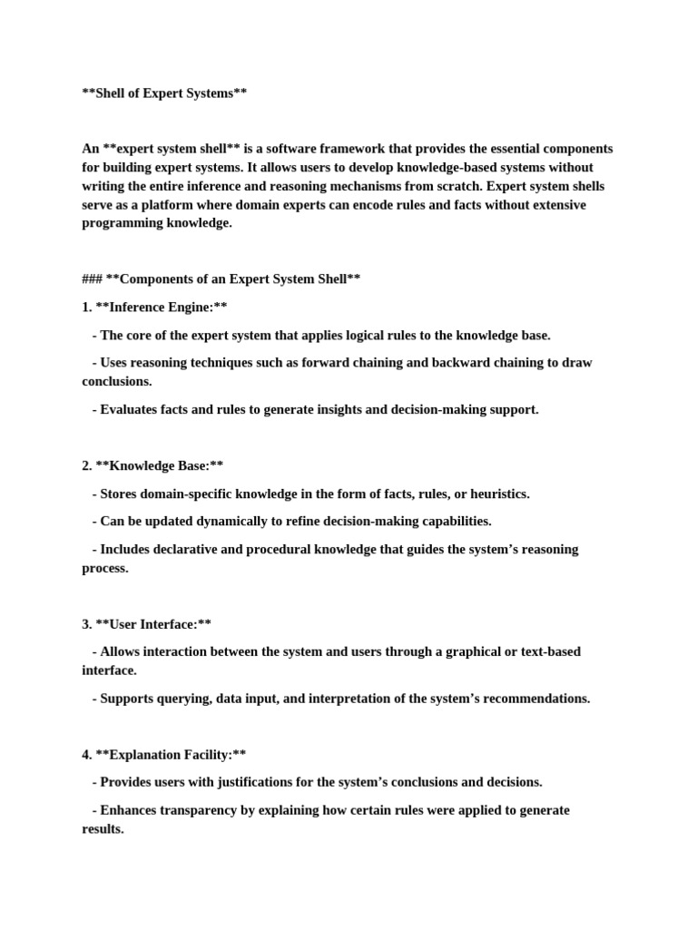 Note On The Shell of Expert Systems | PDF | Artificial Intelligence ...