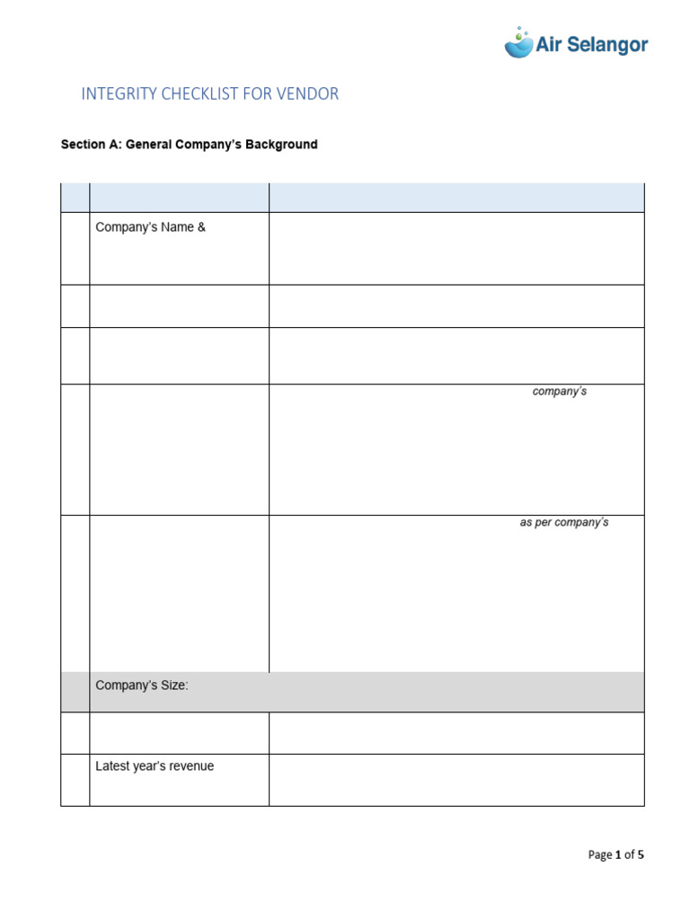 Vendor Integrity Checklist | PDF | Background Check | Crimes