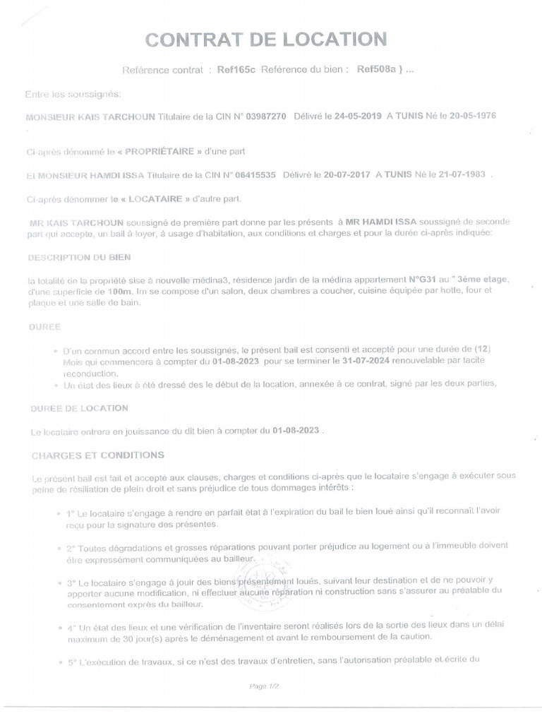 Contrat de Location | PDF