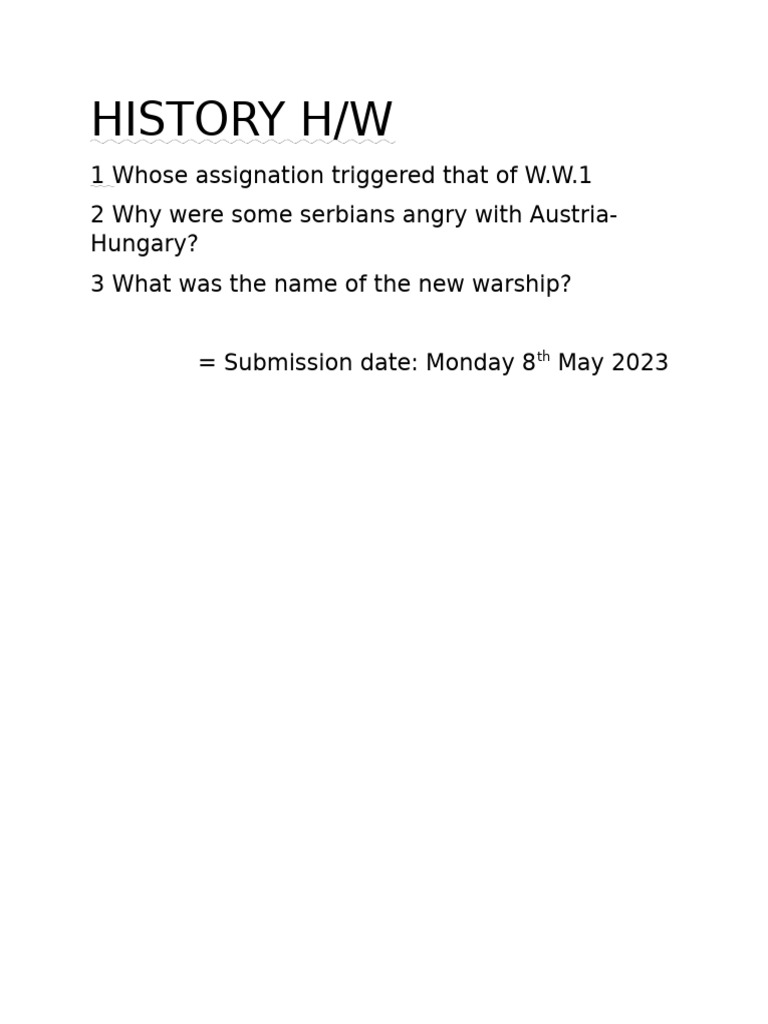 Causes of WWI Homework | PDF