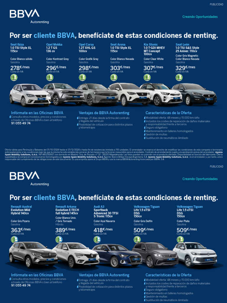 AUTORENTING BBVA - MODELOS | PDF | Vehículo de motor | Vehículo eléctrico