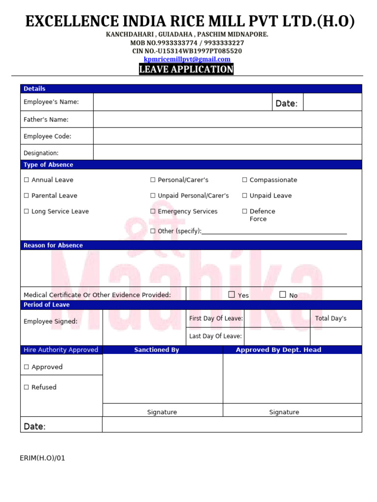 Leave Application | PDF