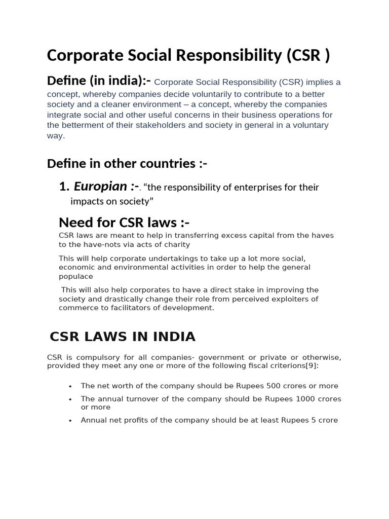 Corporate Social Responsibility | PDF | Corporate Social Responsibility ...