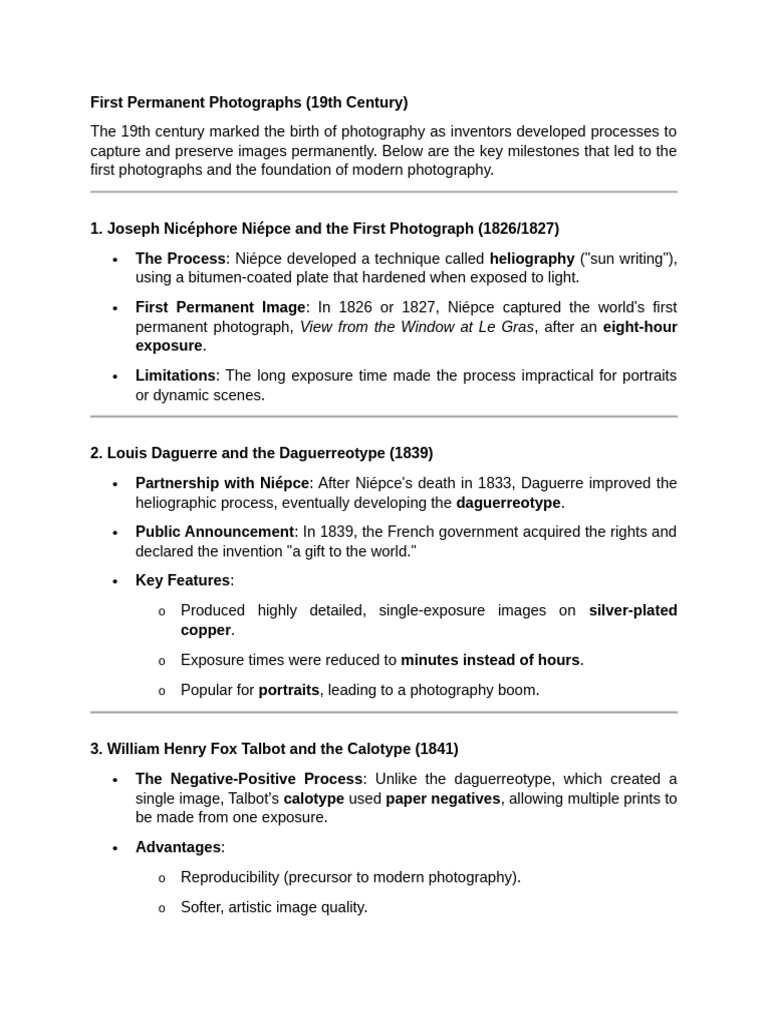 First Permanent Photographs | PDF | Photograph | Vision