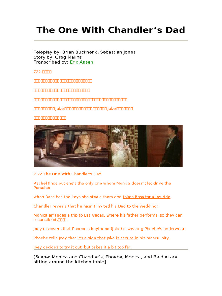 【722】The One With Chandler's Dad | PDF | Chicken | Friends