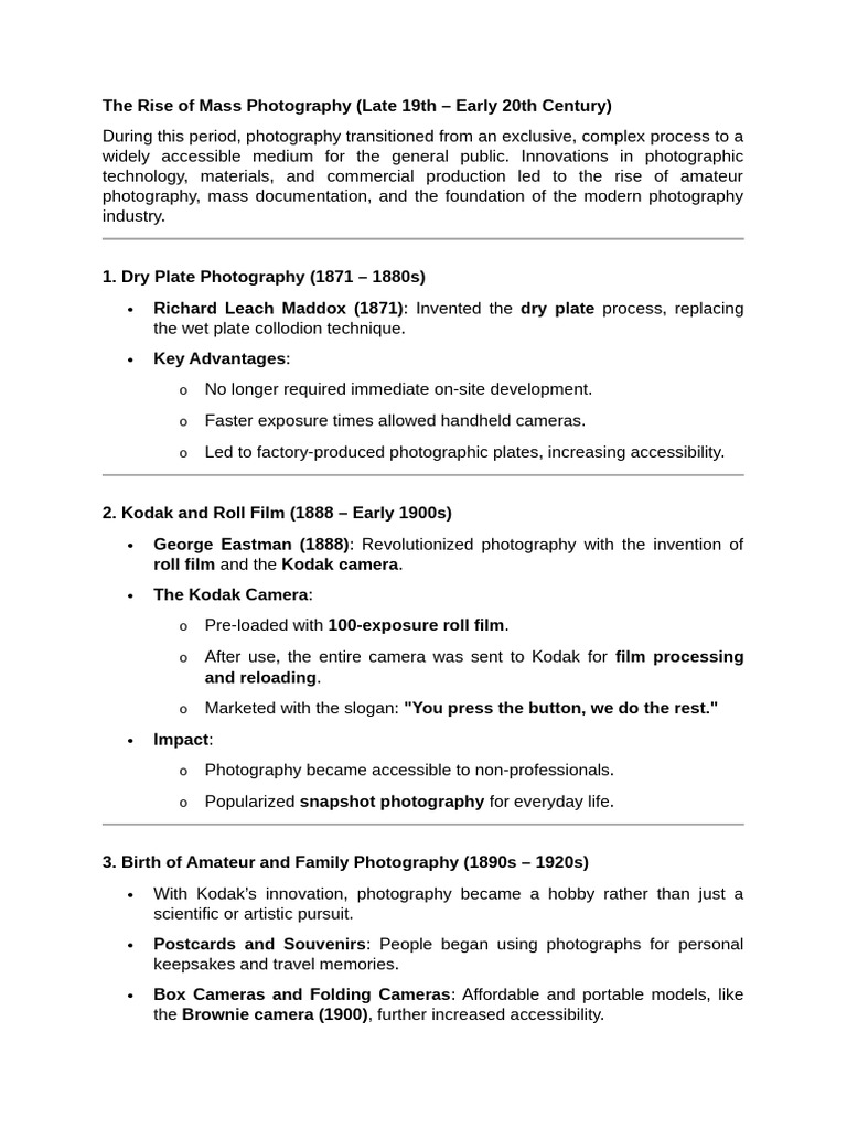 The Rise of Mass Photography | PDF | Camera | Imaging