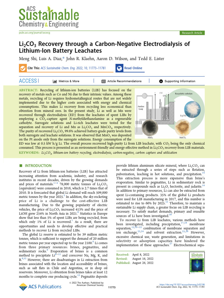 Carbon Negative Monovalent Selective Process | PDF | Lithium | Lithium ...