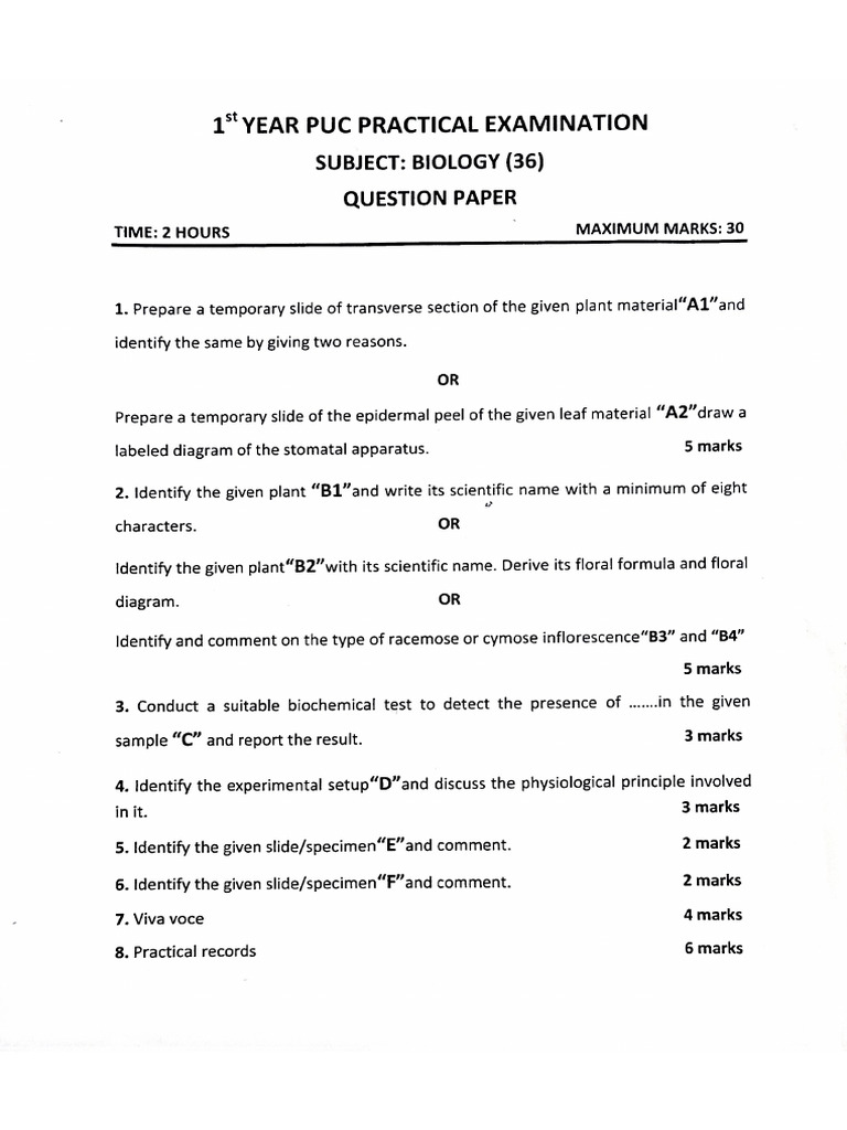 Biology Practical Questions | PDF