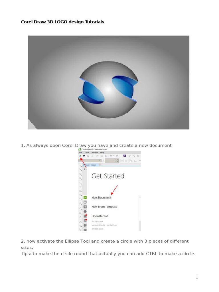 Corel Draw 3D LOGO Design Tutorials | PDF | Shape | Button (Computing)