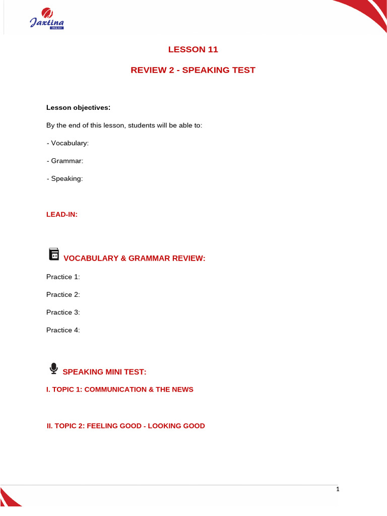 Speaking Test Review: Lesson 11 | PDF