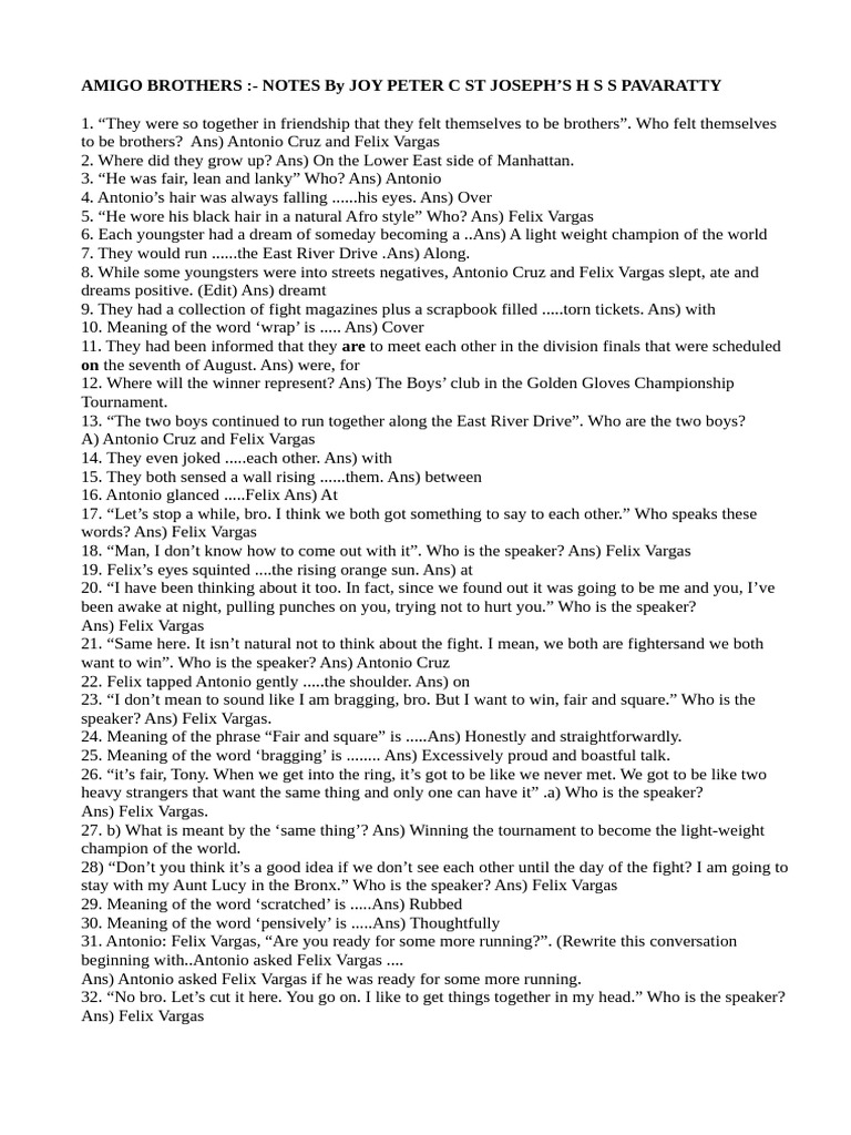 Amigo Brothers Joy Peter C | PDF