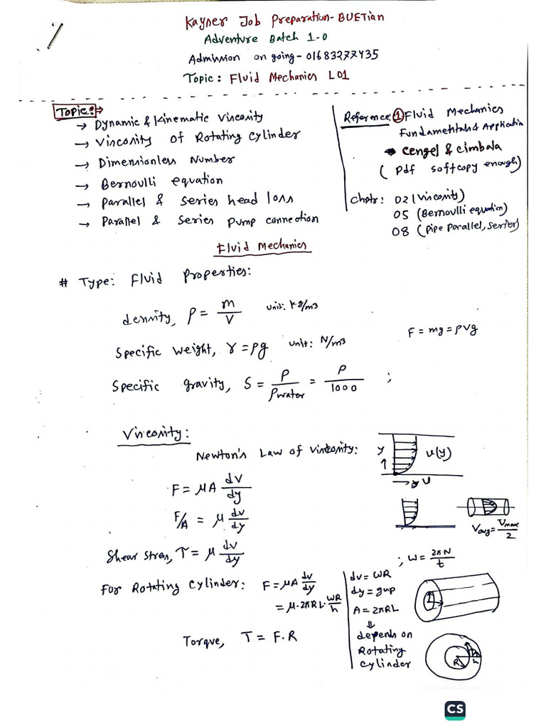Fluid Mechanics L01 | PDF