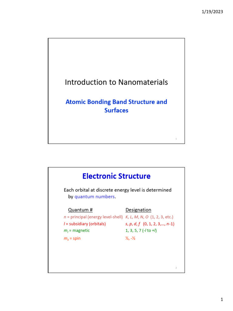 2) Atomic Bonding Band Structure and Surfaces | PDF | Chemical Bond ...