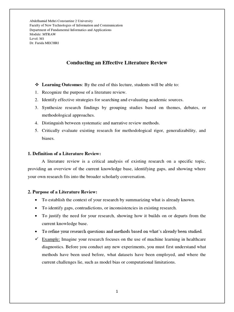 Lecture Three Conducting Effective Literature Review | PDF | Literature ...
