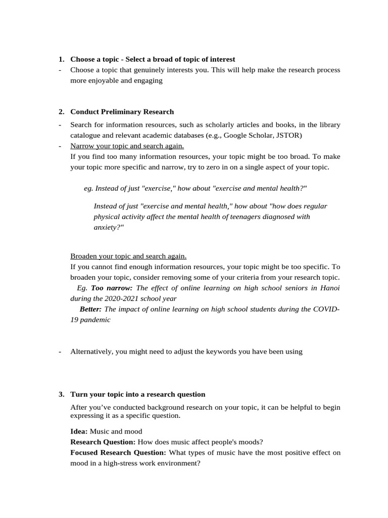 Methods To Choose A Topic | PDF | Mental Health | Learning