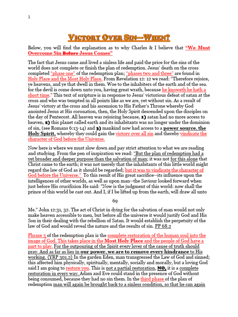 Overcoming Sin Before Jesus Returns | PDF | Salvation | Jesus