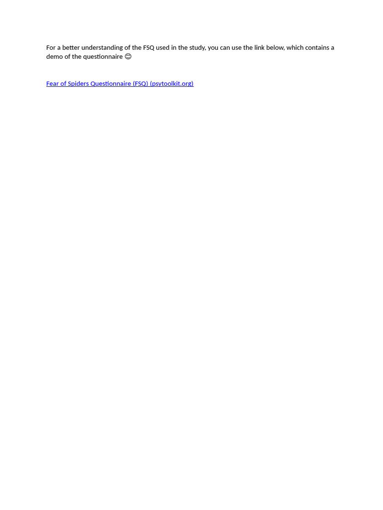 Spider Phobia Questionnaire Demo | PDF