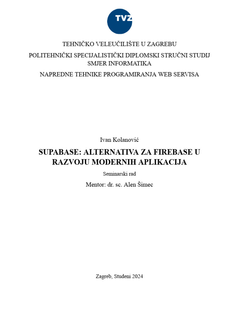 Ivan Kolanovic Supabase Semianr | PDF
