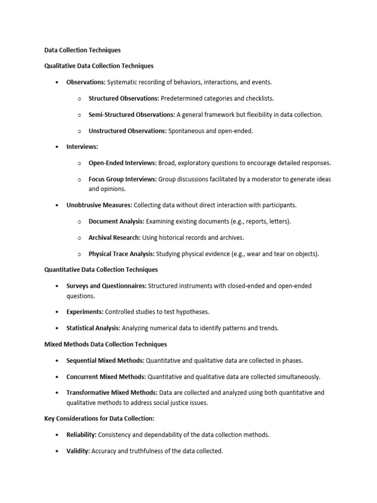 Data Collection Techniques Overview | PDF | Focus Group | Qualitative ...
