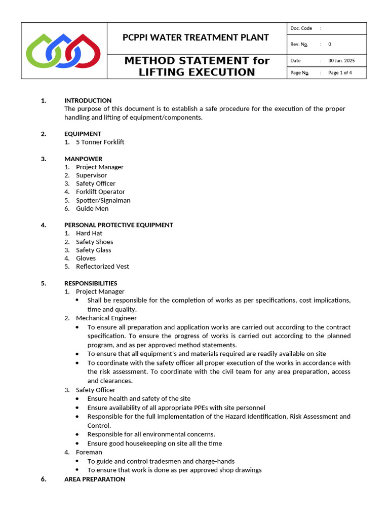 Pepsi Methodology Lifting Plan Forklift | PDF | Forklift | Risk Assessment