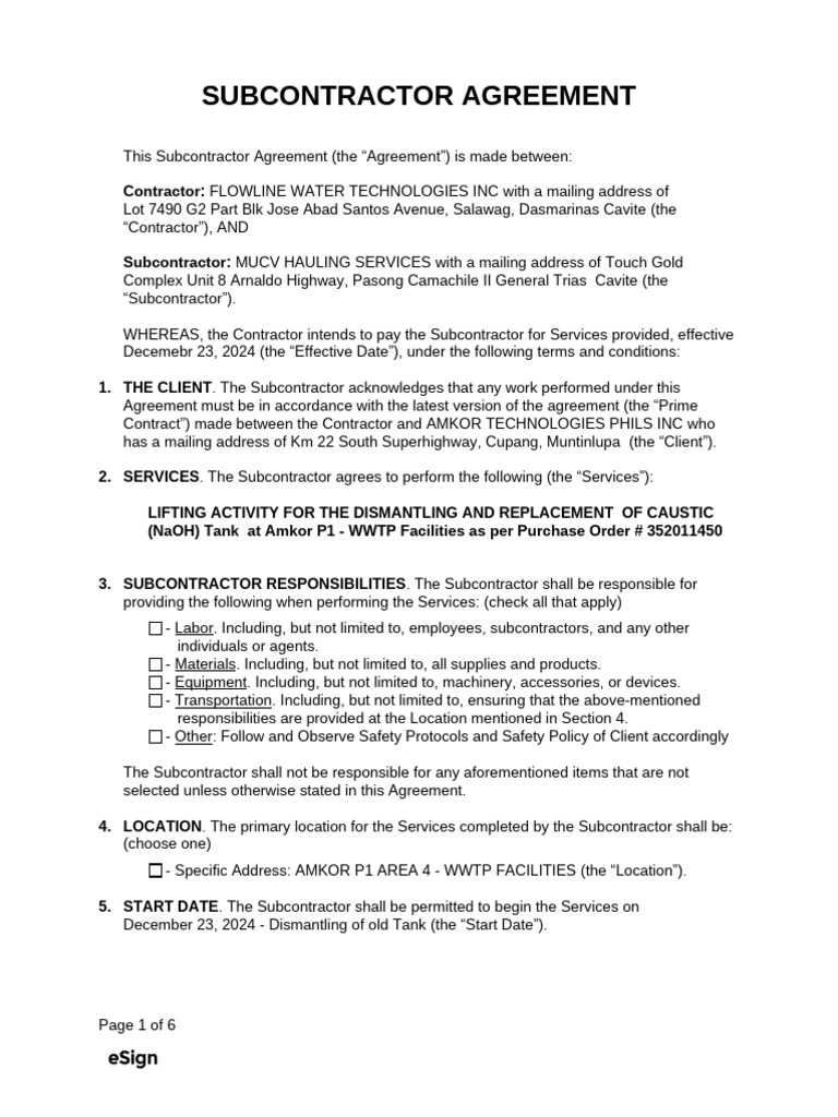 Subcontractor Agreement Template | PDF | Mediation | Arbitration