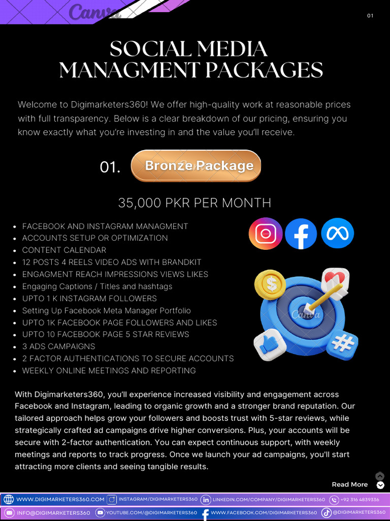 DIGI MARKETERS360 PRICES AND PACKAGES (2) | PDF | Pricing | Facebook