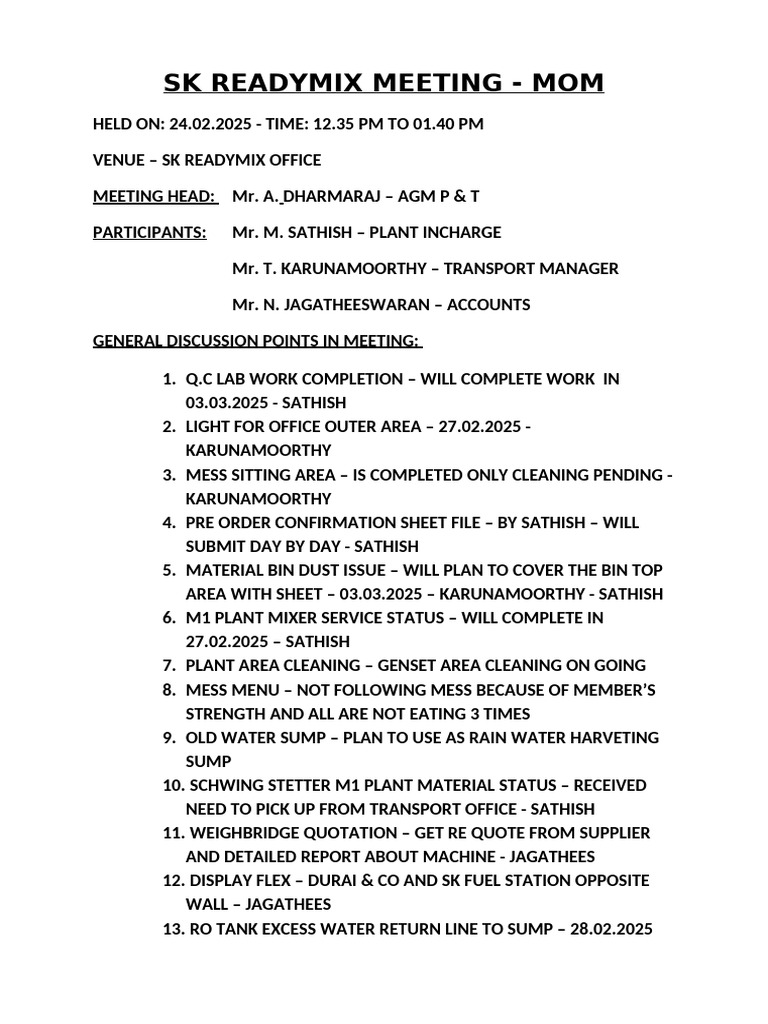 MOM - AGM MEETING 24.02.2025 - RMC | PDF