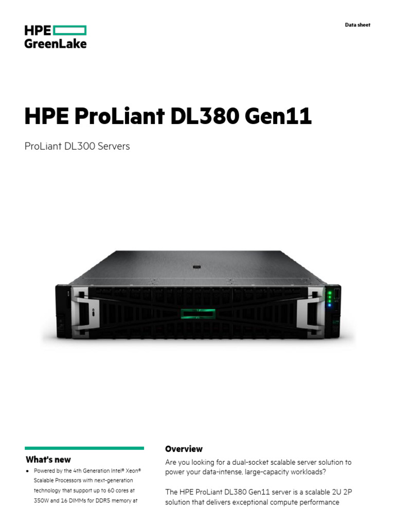 HPE ProLiant DL380 Gen11-DataSheet | PDF | Scalability | Computing