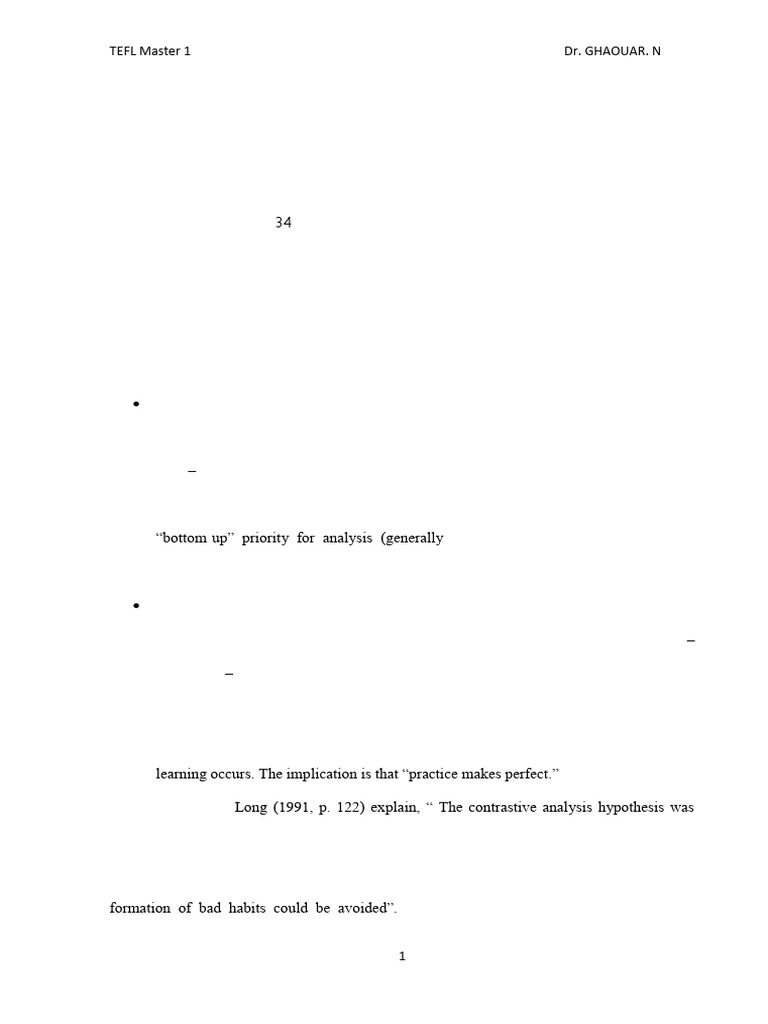 Master 1 TEFL ANNABA | PDF | Second Language | Second Language Acquisition