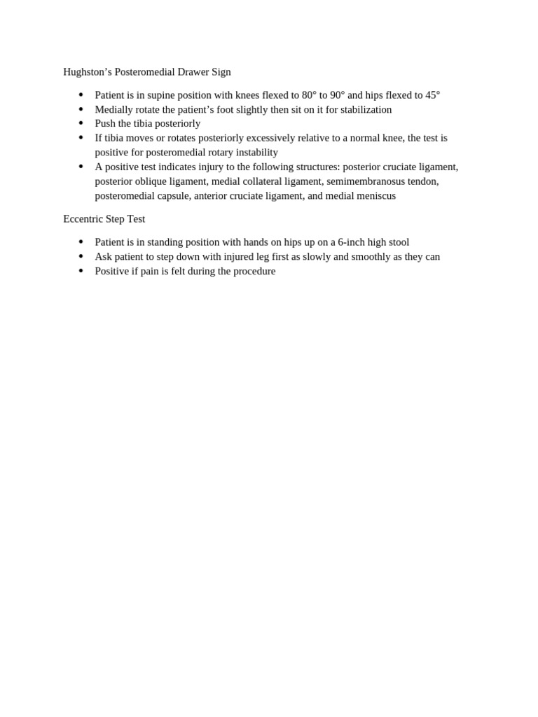 Posteromedial Drawer Sign Test Guide | PDF