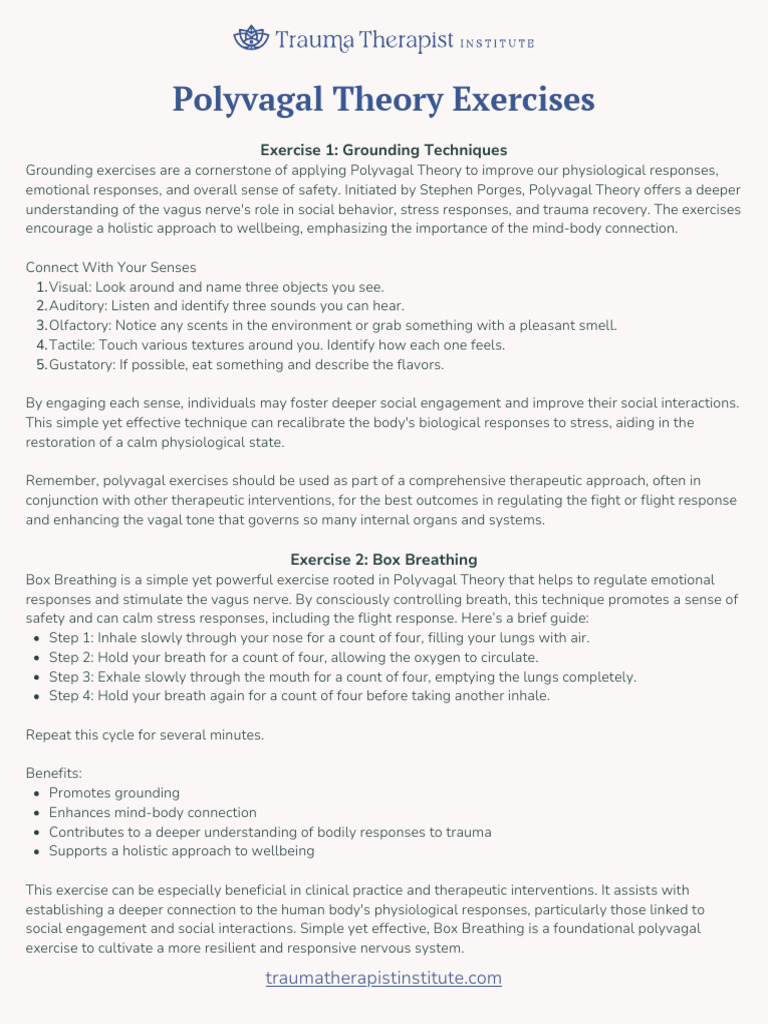 Polyvagal Theory Grounding Exercises | PDF | Breathing | Behavioural Sciences