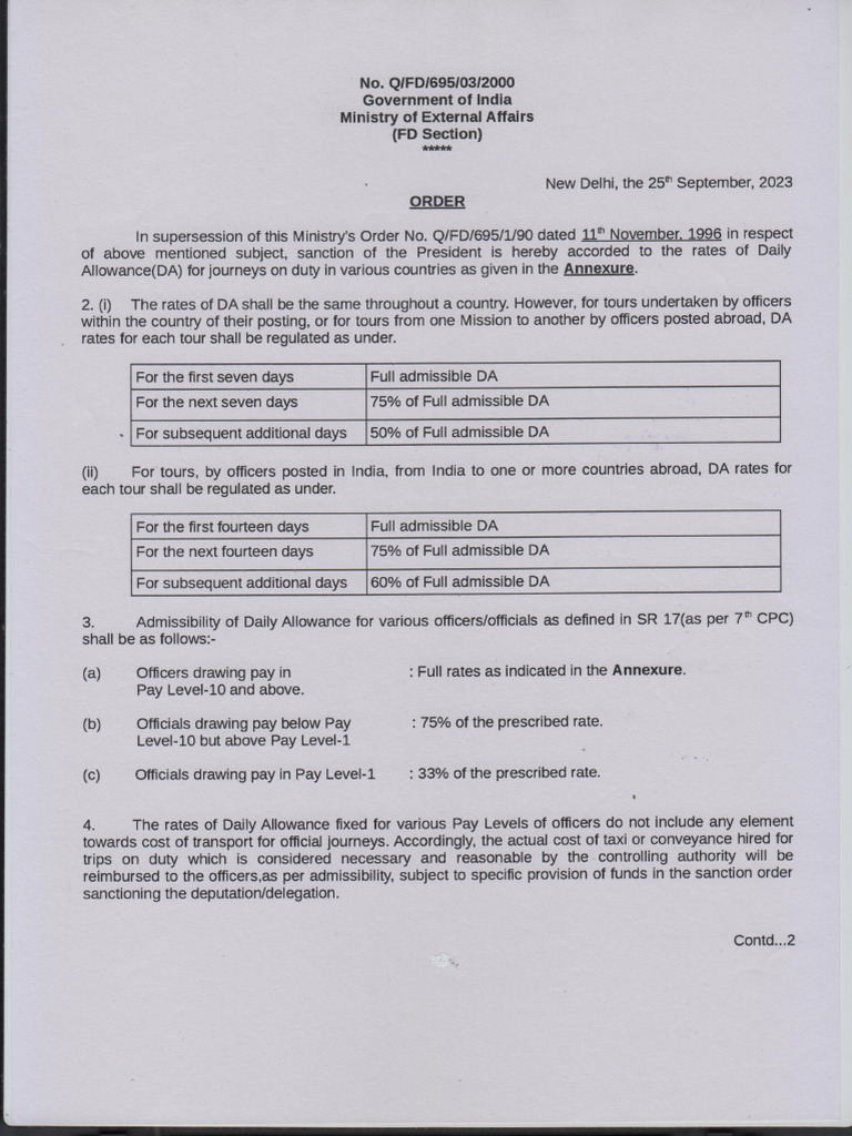 Revised DA Rates | PDF