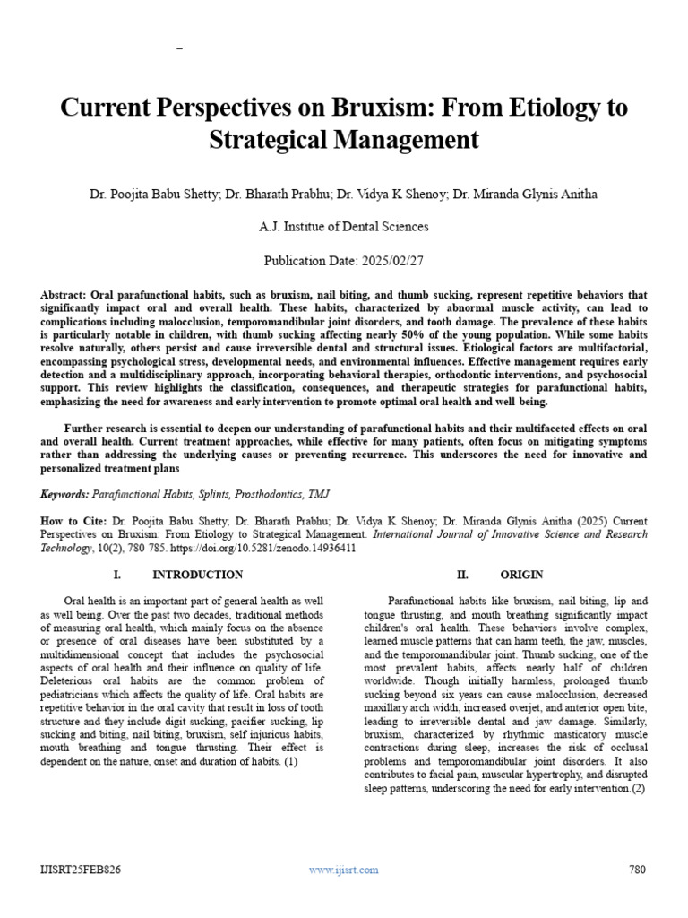 Current Perspectives on Bruxism: From Etiology to Strategical Management | PDF | Sleep ...