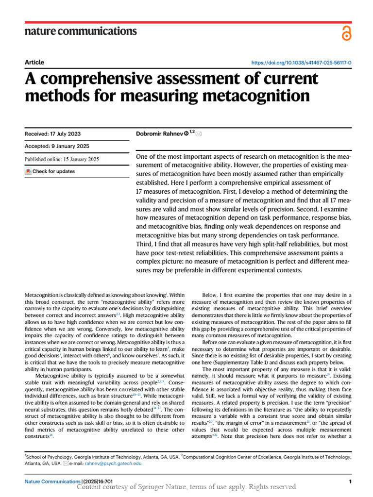 A Comprehensive Assessment of Current Methods For Measuring ...