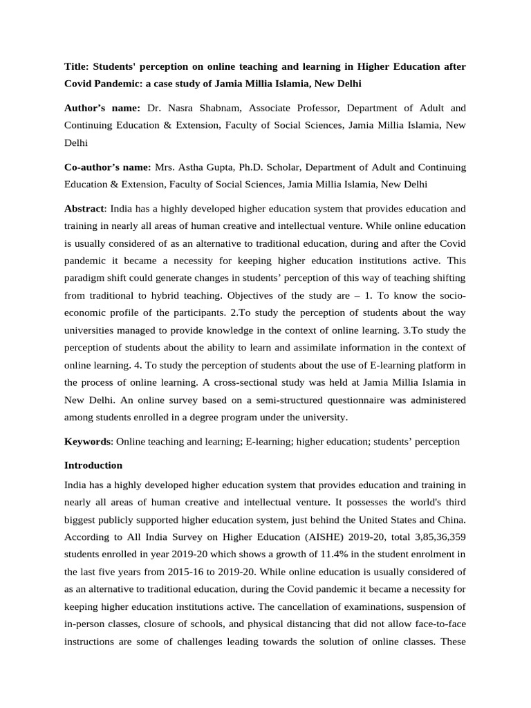 Article Draft Annamalai Conference | PDF | Educational Technology | Survey Methodology