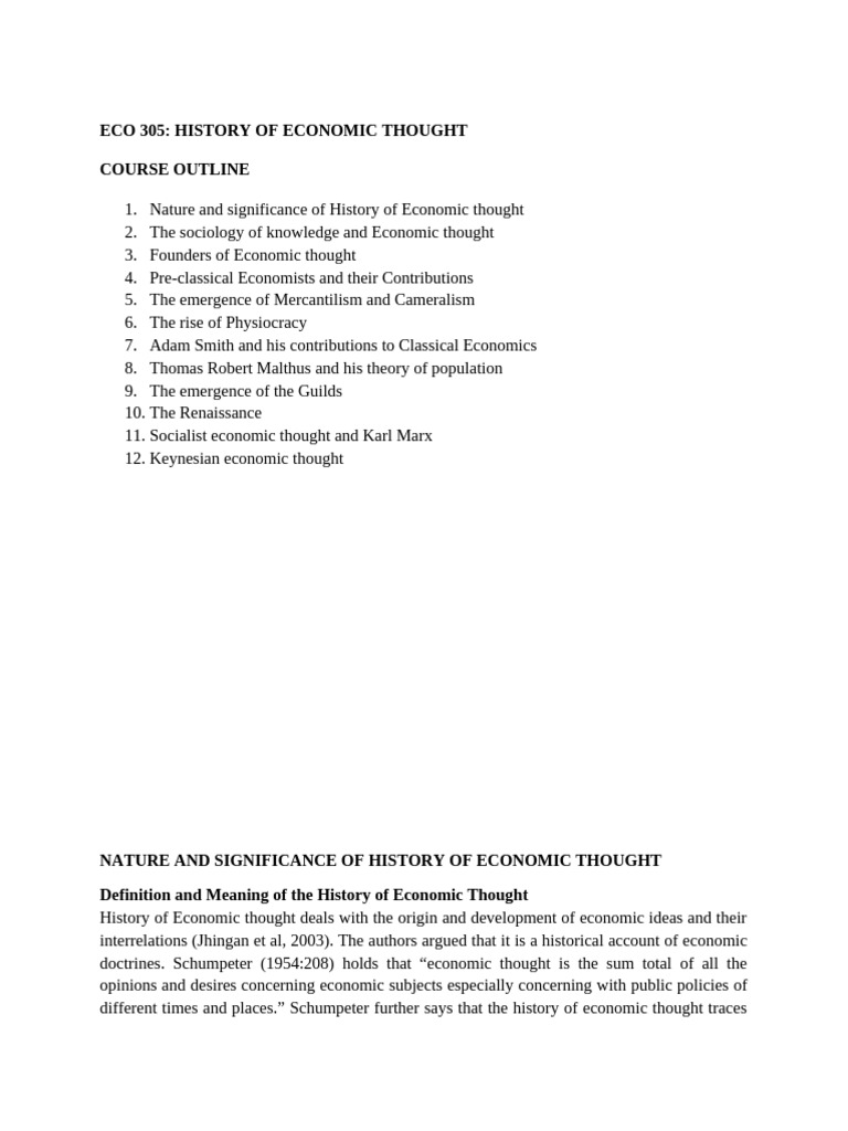 History of Economic Thought Note | PDF | Economics | Mercantilism