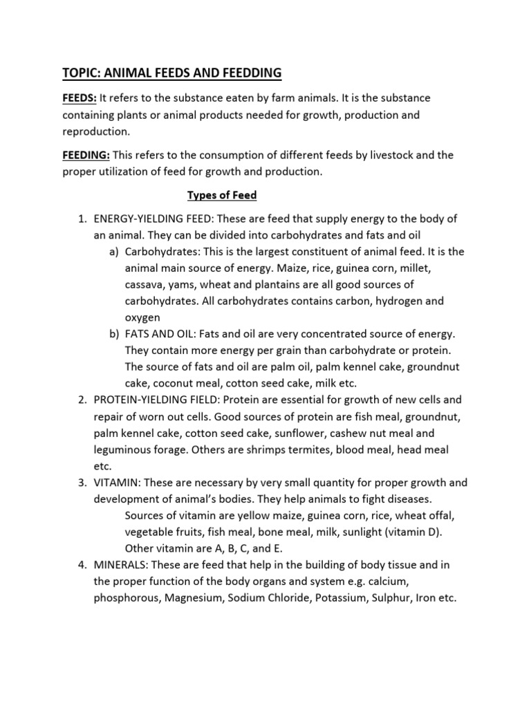 Types of Animal Feeds Explained | PDF