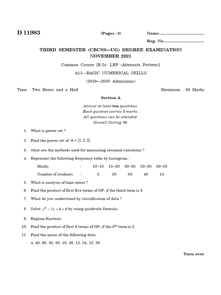Basic numerical skills 2021 November | PDF | Statistical Theory ...