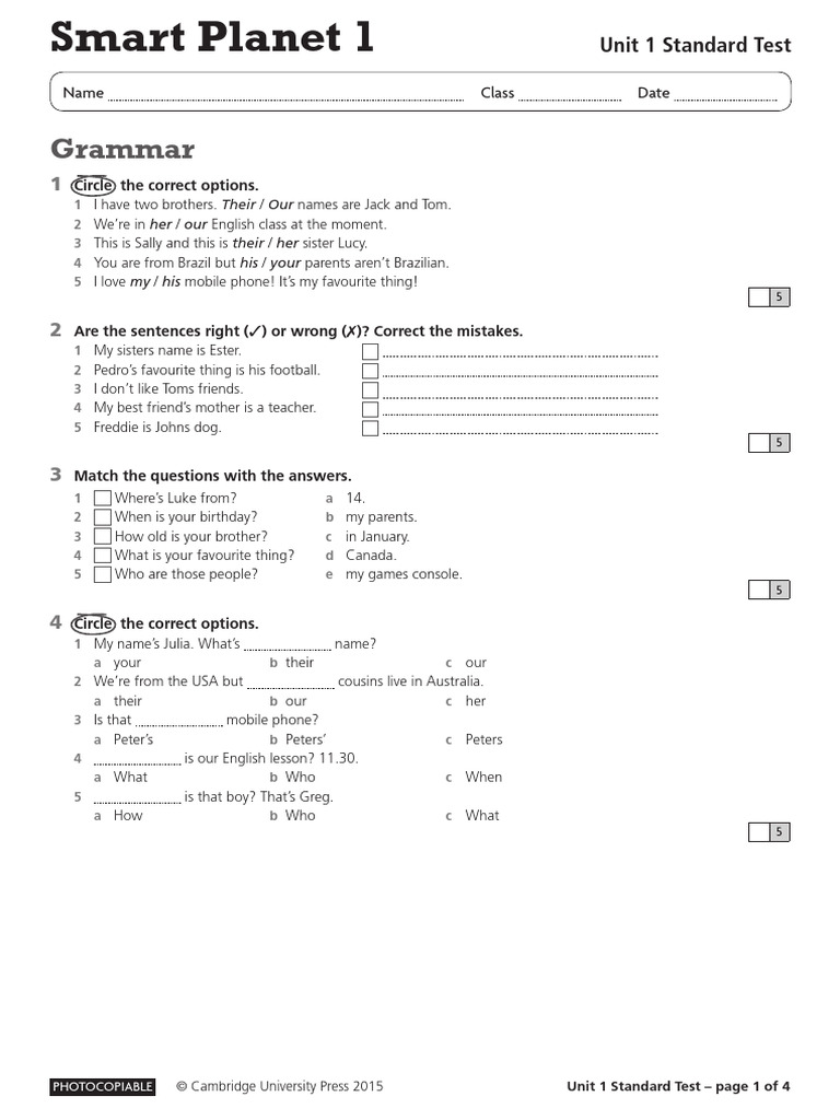 Unit 1 Standard Test Without Answers | PDF | Human Communication ...