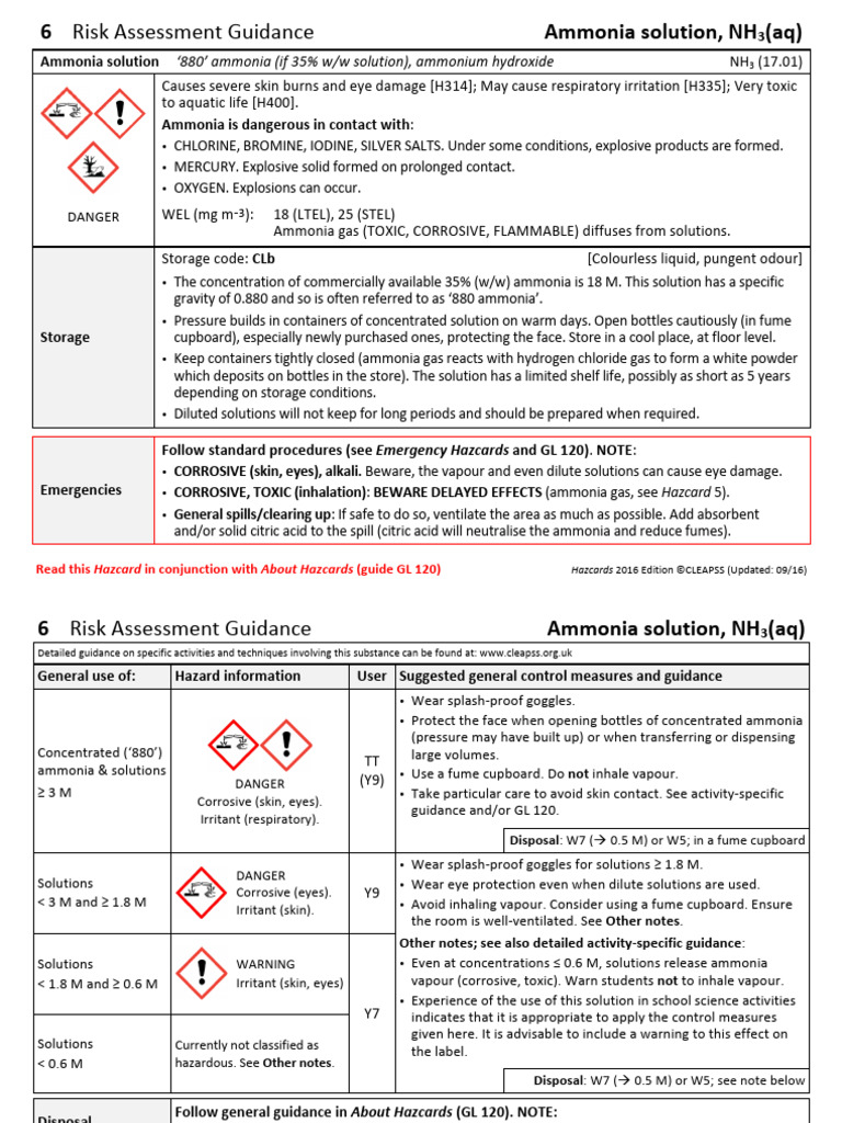 HC006-Ammonia-solution-NH3-aq | PDF | Ammonia | Sets Of Chemical Elements