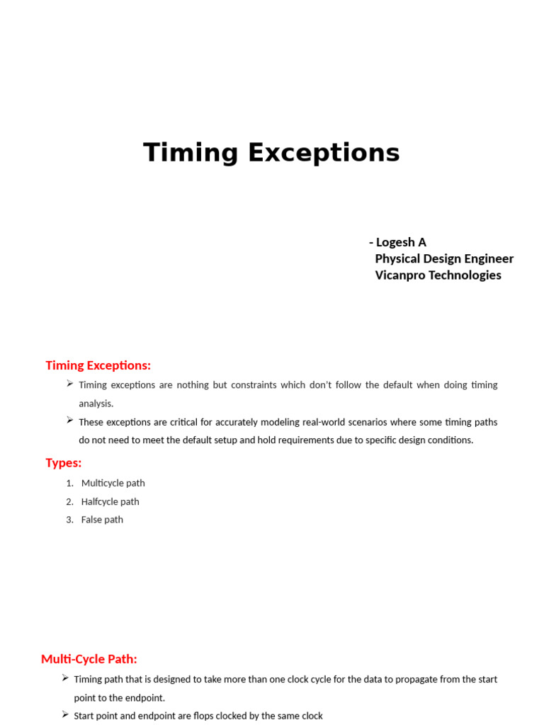 Timing Exceptions | PDF