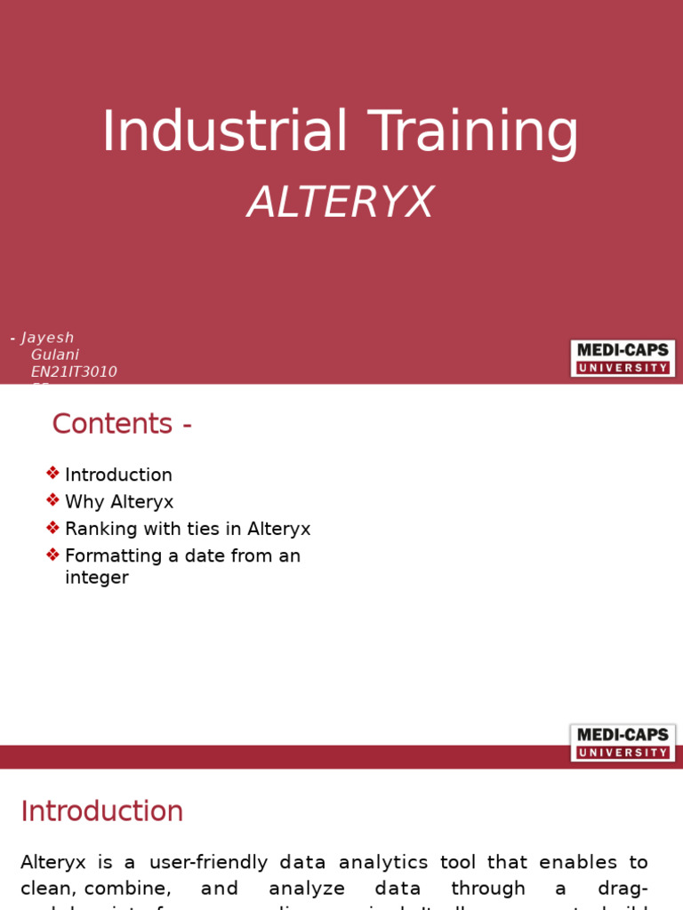 Alteryx Presentation Aksshat | PDF | Automation | Data Analysis