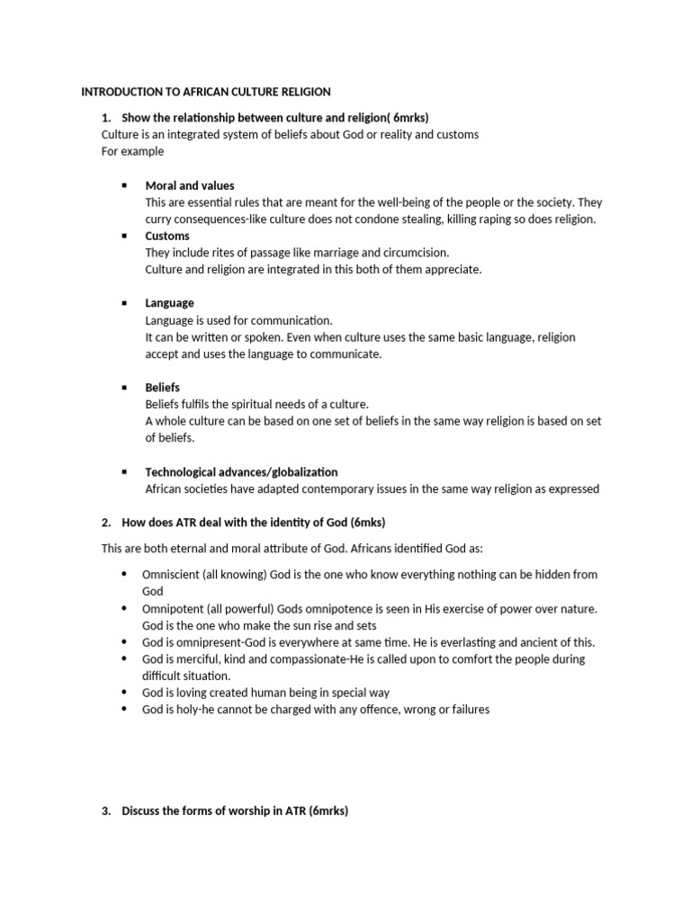 INTRODUCTION TO African Culture Religion | PDF | Veneration Of The Dead ...