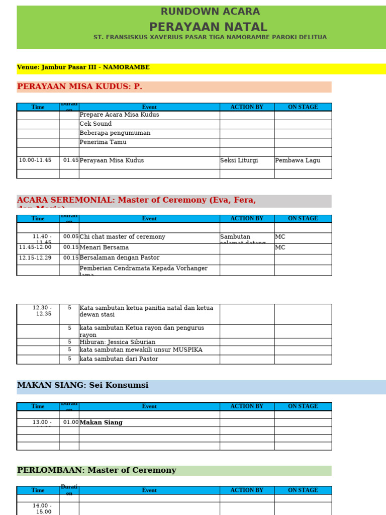 Rundown Perayaan Natal St. Fransiskus | PDF